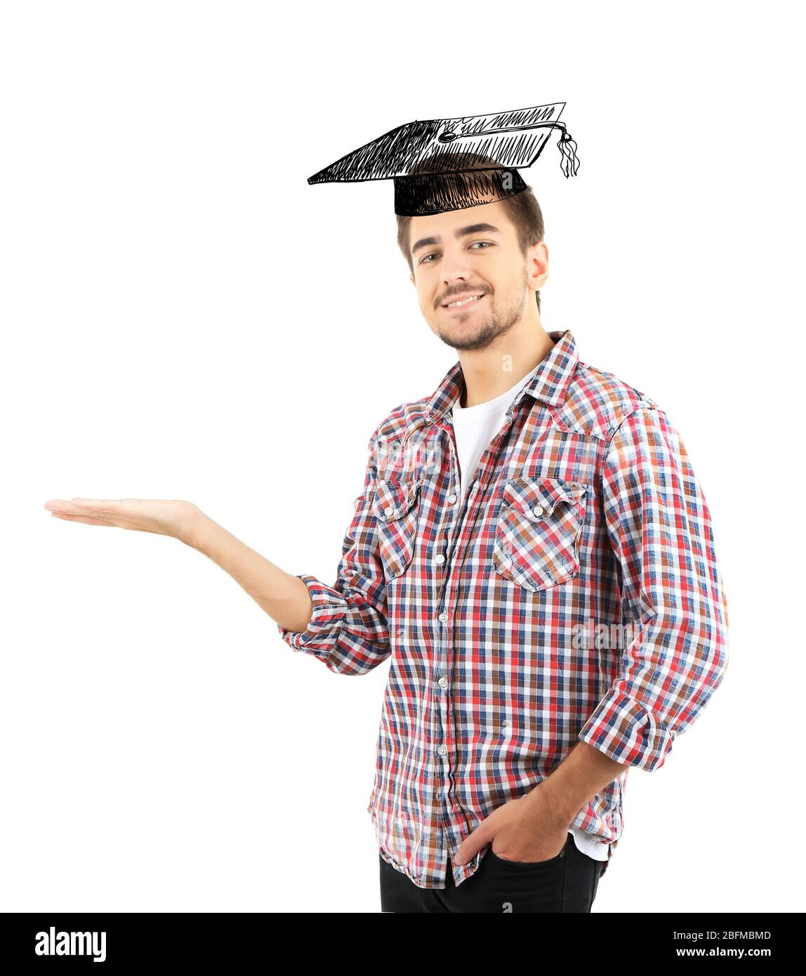 Young man with graduation cap, isolated on white Stock Photo - Alamy