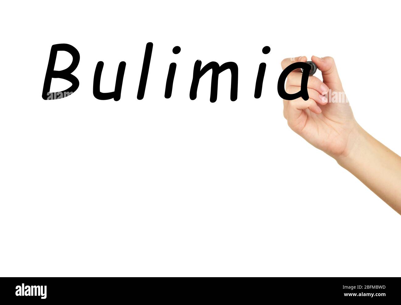 Human hand writing word Bulimia on transparent whiteboard Stock Photo ...