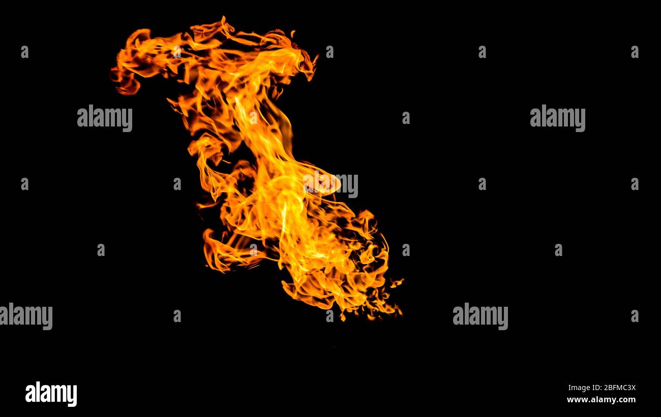 Fire on black background. Fiery patterns. Burning flame. Blazing fire ...