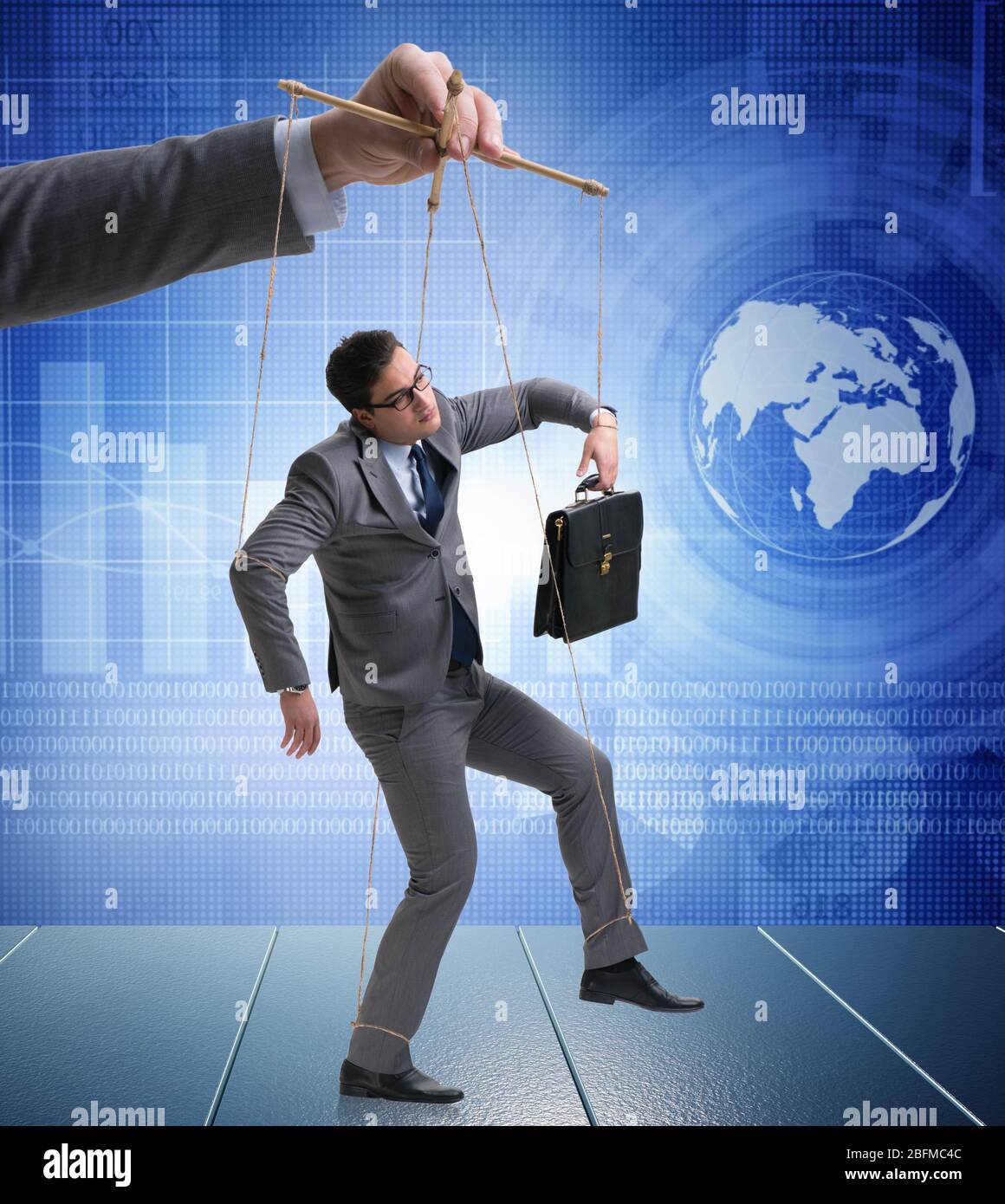The businessman puppet being manipulated by boss Stock Photo - Alamy