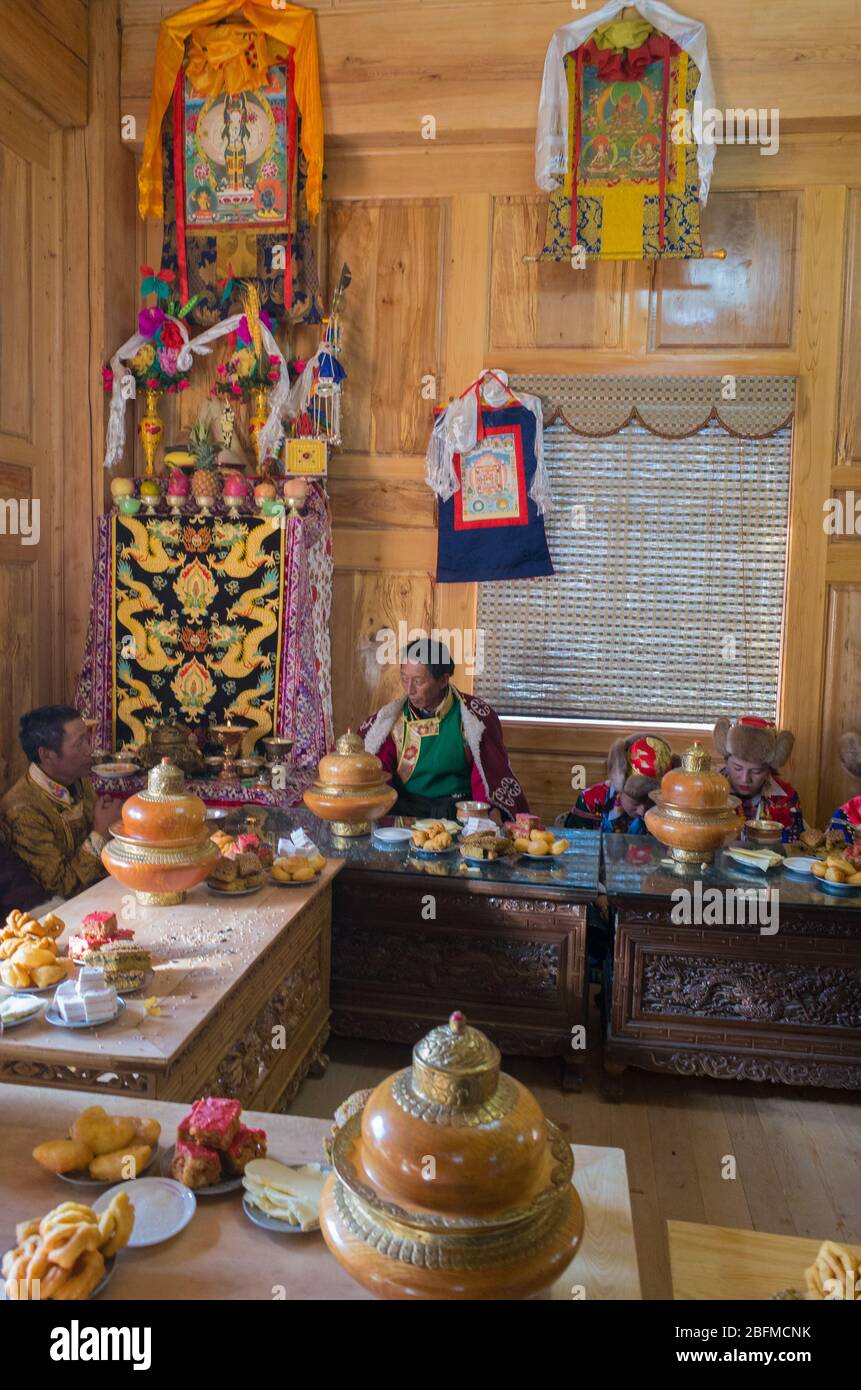 Buddhist marriage feast. Shangri La China 2019 Stock Photo - Alamy