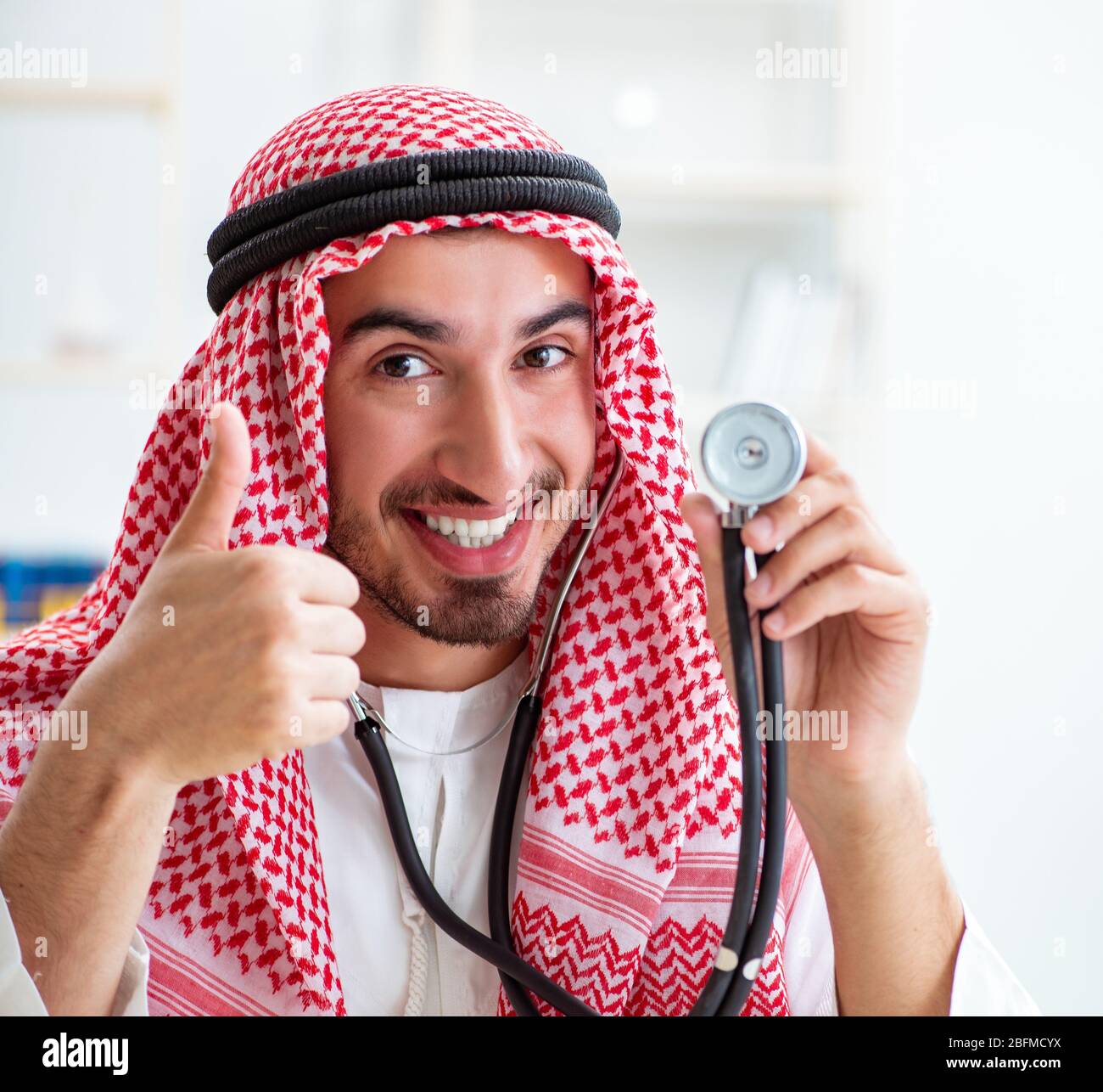 The arab saudi doctor with stethoscope in hospital Stock Photo - Alamy