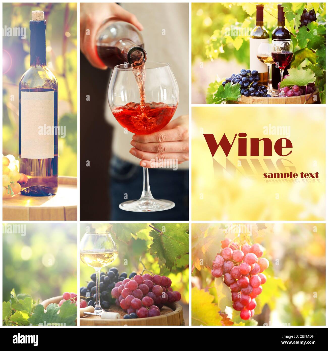 Collage with beautiful wine images, outdoors Stock Photo - Alamy