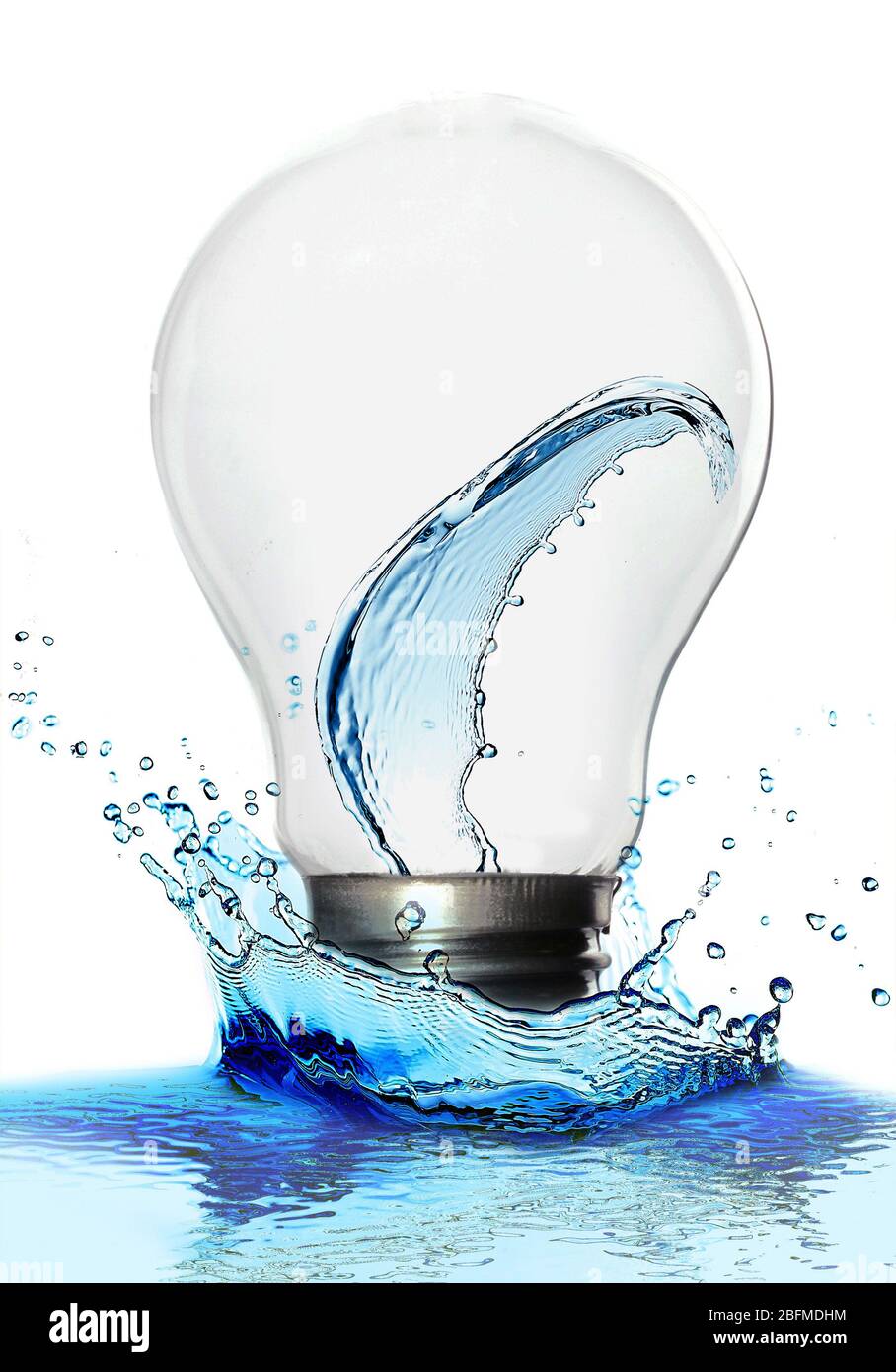 Light bulb with water and in water splash isolated on white Stock Photo ...