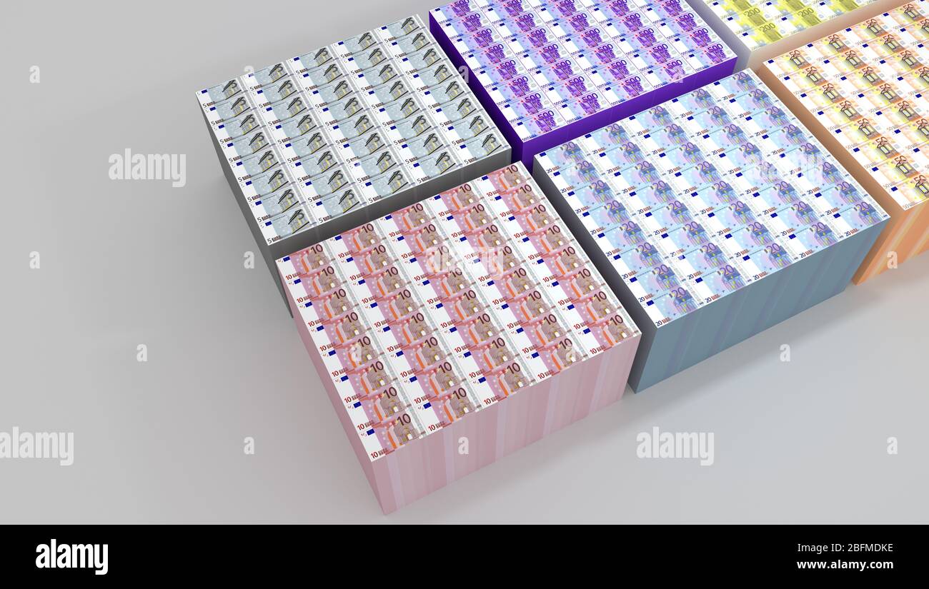 money stack european currency euro 3d image Stock Photo - Alamy