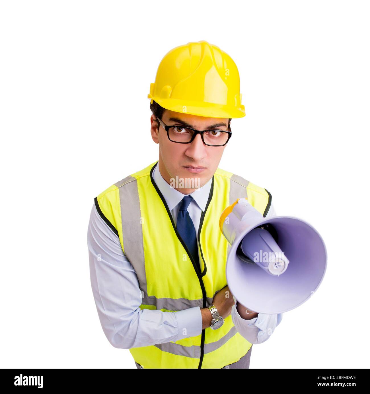 Angry construction foreman talking on hi-res stock photography and ...
