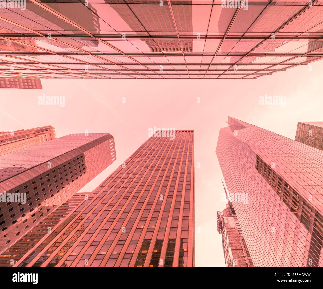 The new york skyscrapers vew from street level Stock Photo - Alamy