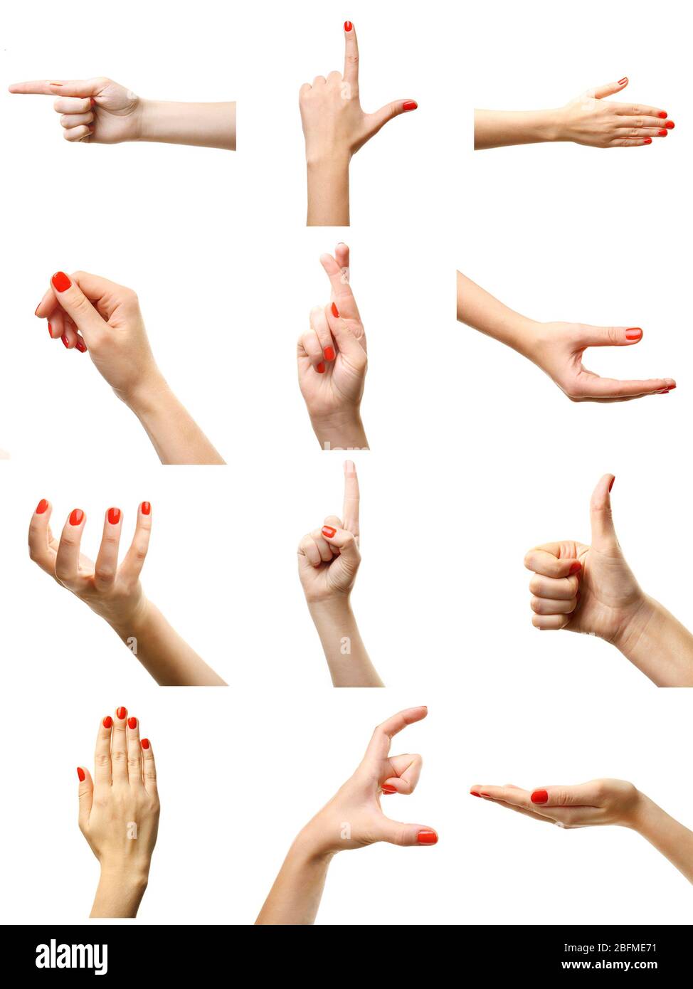 Set of female hands gestures, isolated on white Stock Photo - Alamy