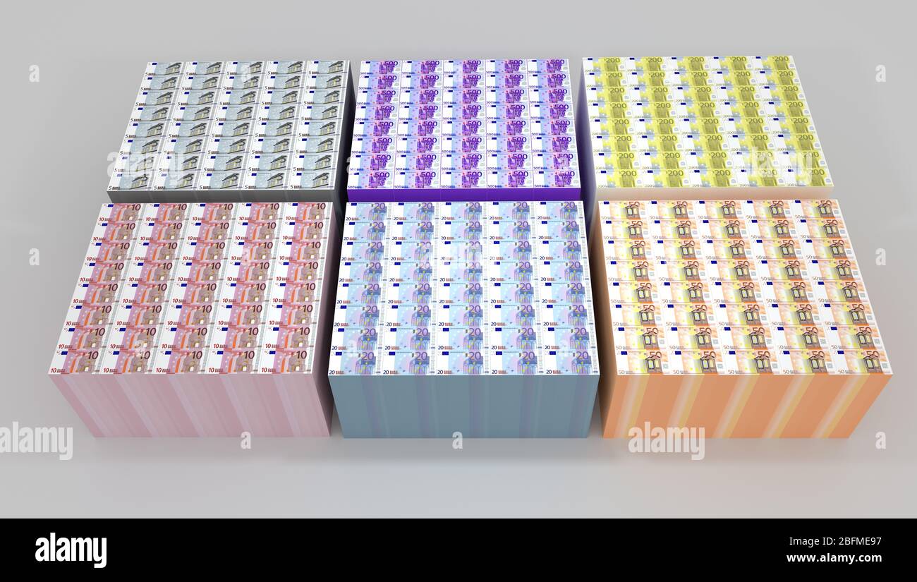 Huge money stack of european currency euro 3d image Stock Photo - Alamy