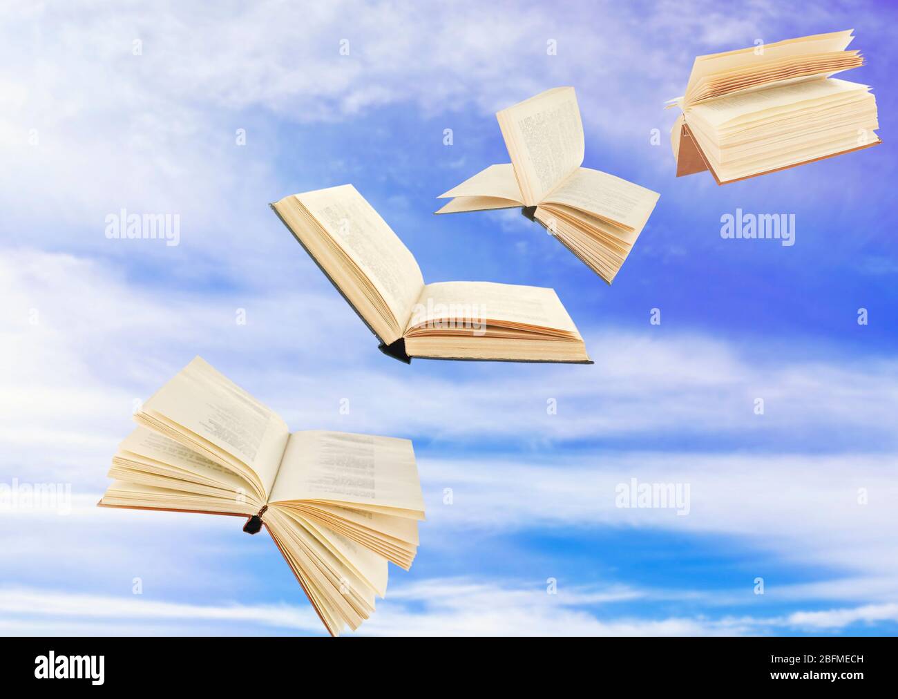 Many books on blue sky hi-res stock photography and images - Alamy