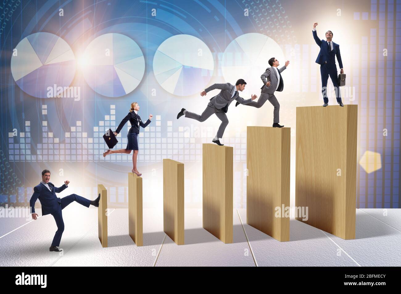 Domino effect and the competition concept Stock Photo - Alamy