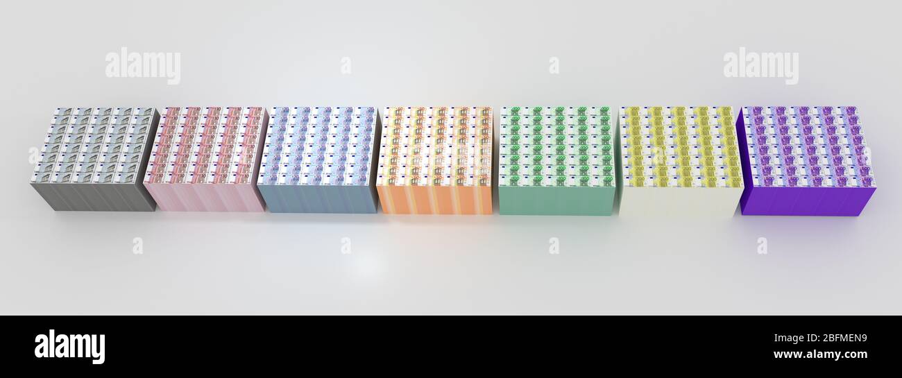 money stack european currency euro 3d image Stock Photo - Alamy