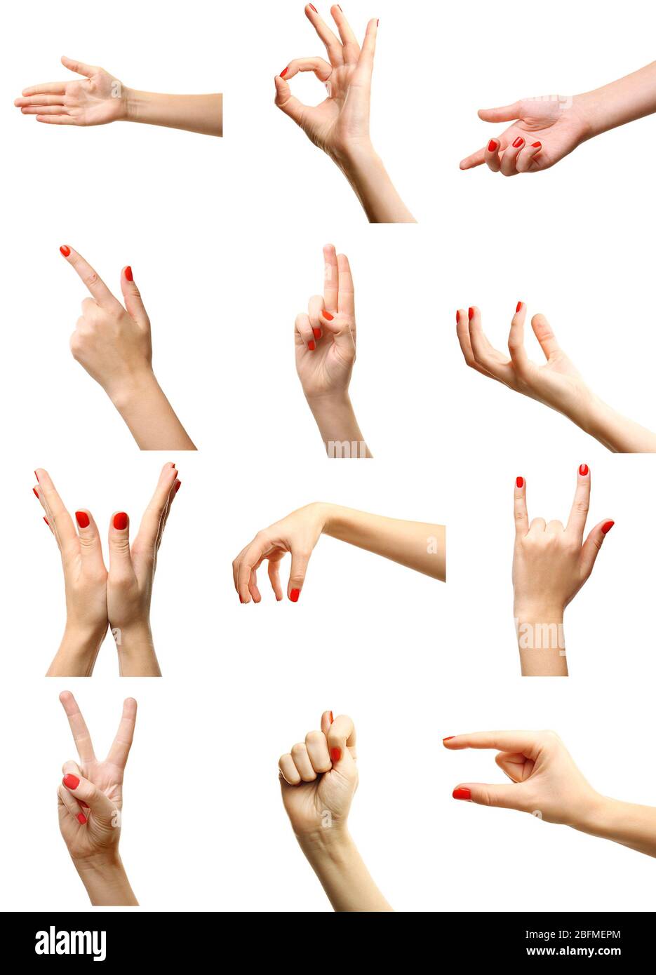 Set of female hands gestures, isolated on white Stock Photo - Alamy