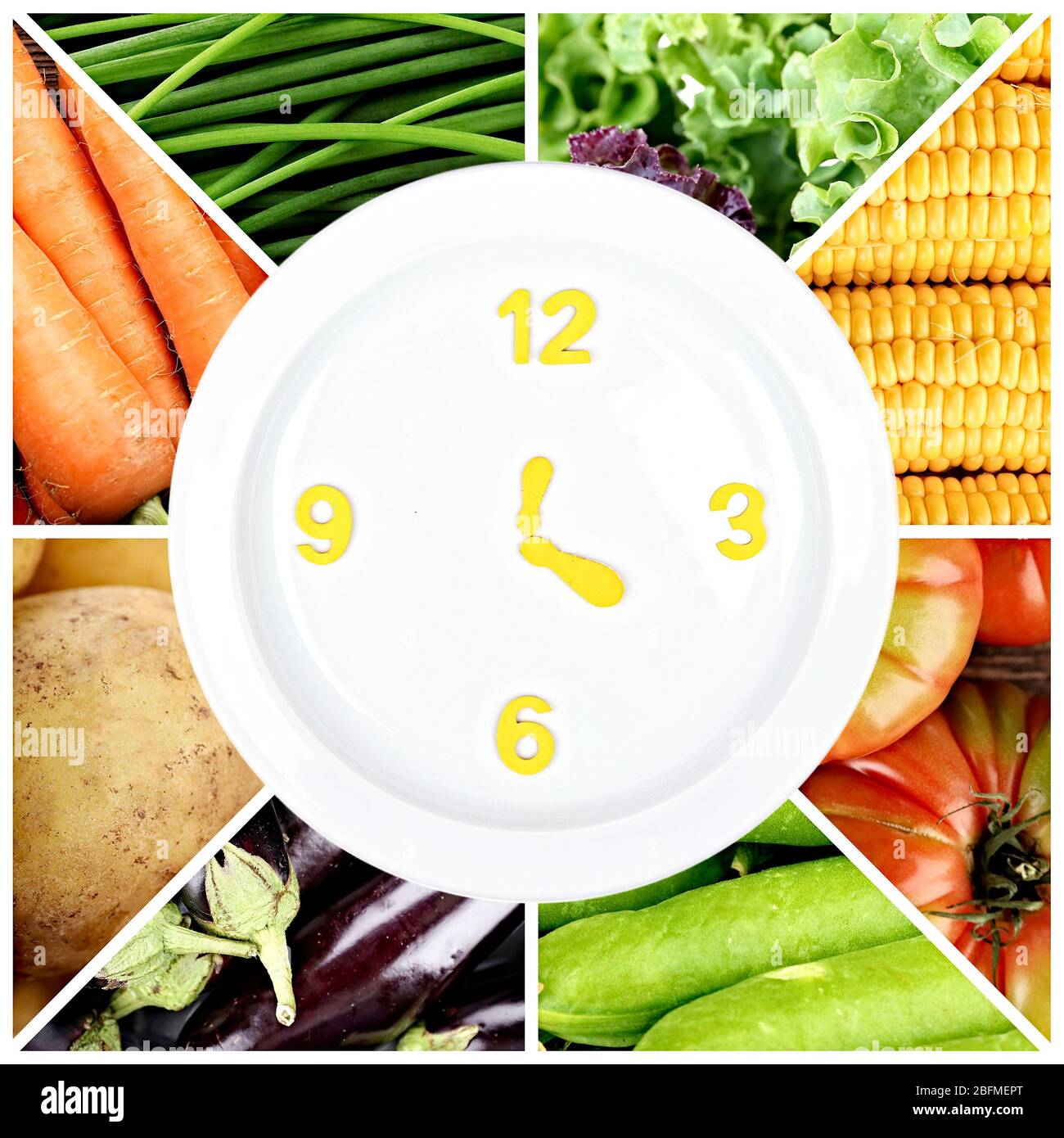 Food clock. Healthy food concept Stock Photo - Alamy