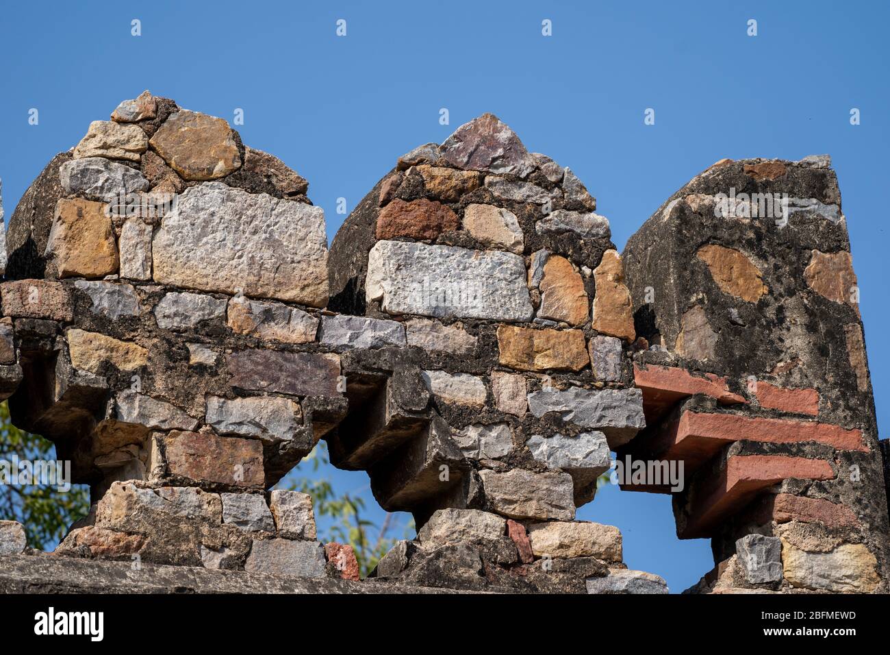Stone wall towers, close up, on an ancient tomb in Lodi Garden in New ...