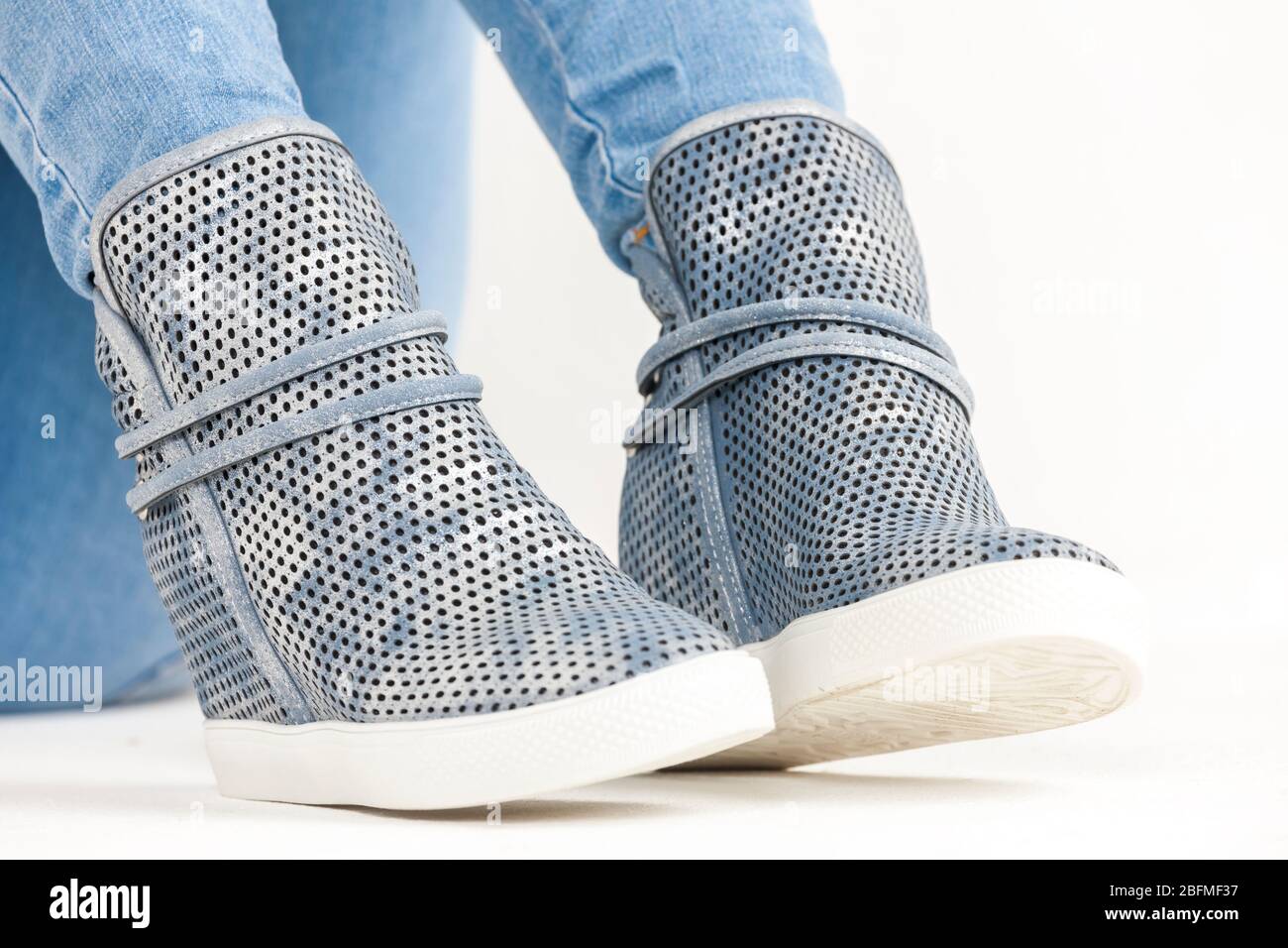 spring blue women's ankle boots Stock Photo - Alamy