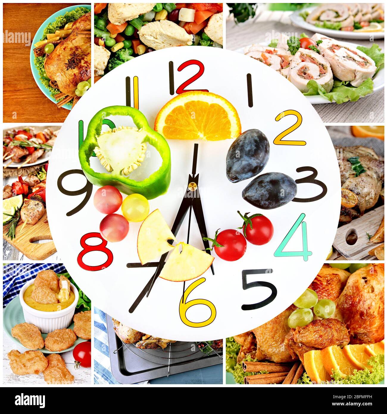 Food clock. Healthy food concept Stock Photo - Alamy
