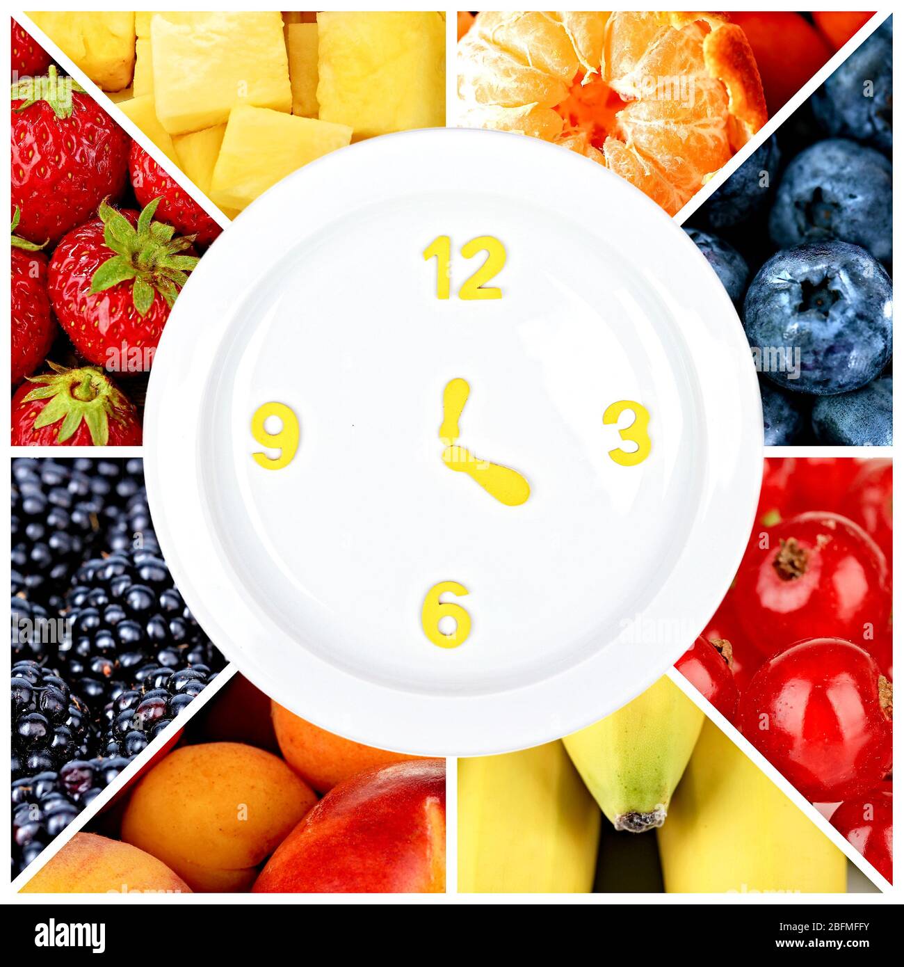 Food clock. Healthy food concept Stock Photo - Alamy
