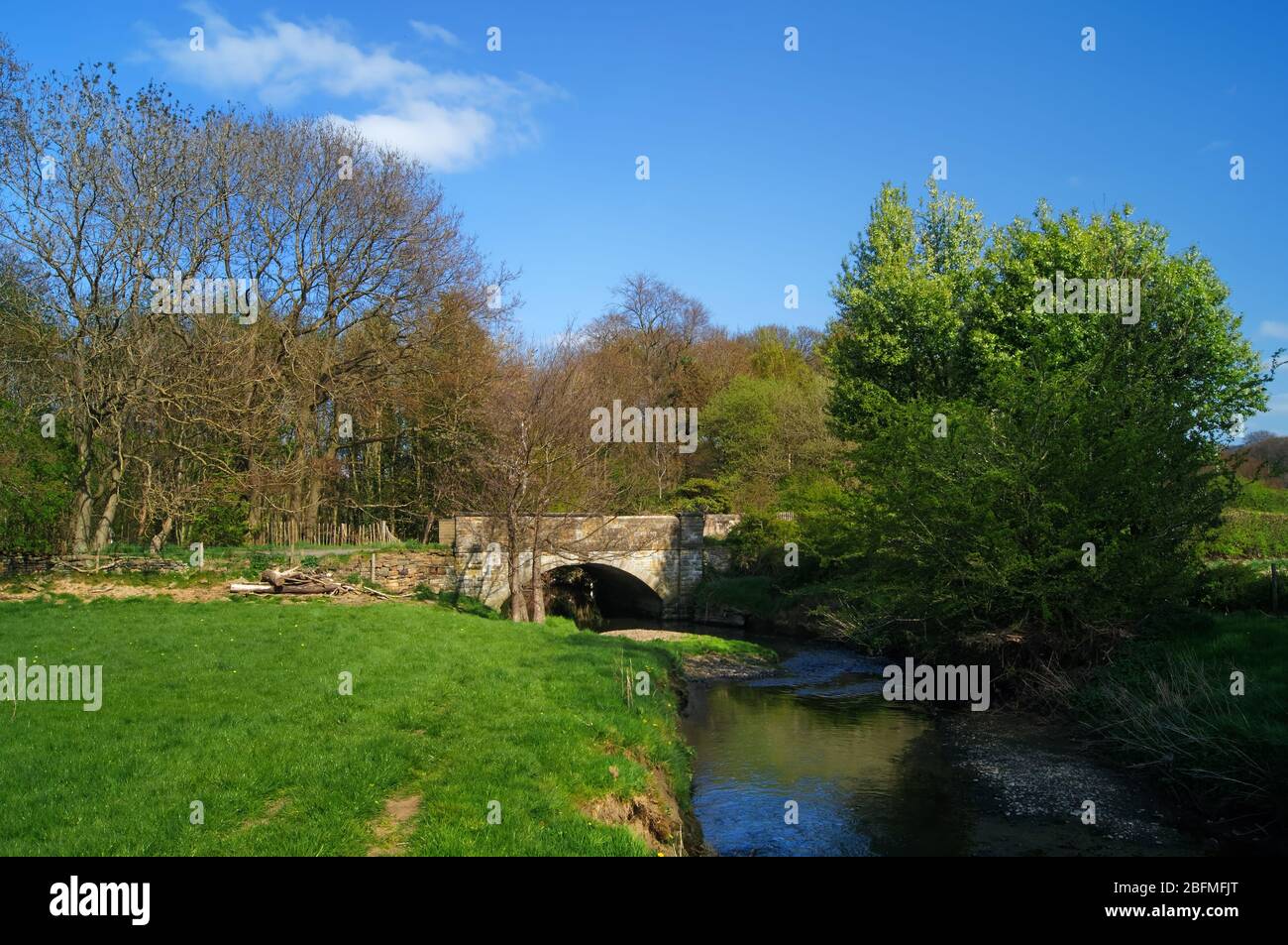 UK,South Yorkshire,Barnsley,Litherop Lane Bridge and the River Dearne ...
