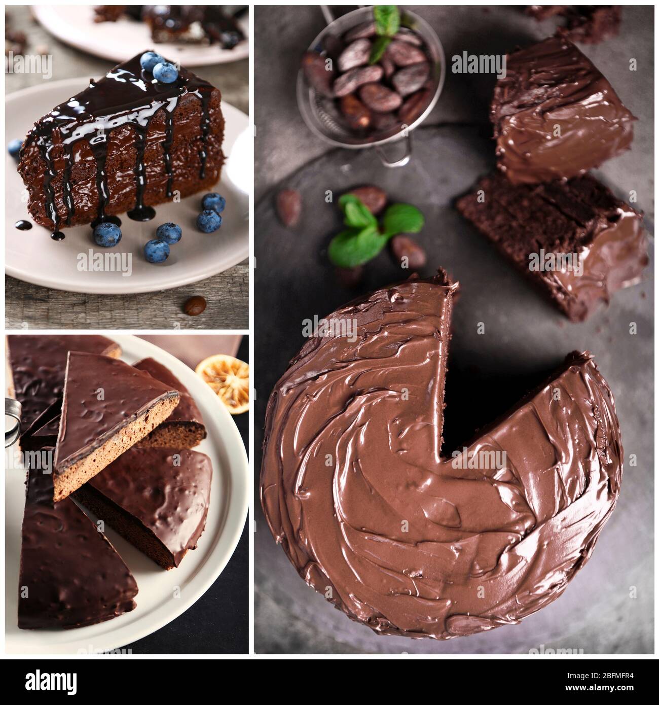 Chocolate cakes. Tasty collage Stock Photo - Alamy