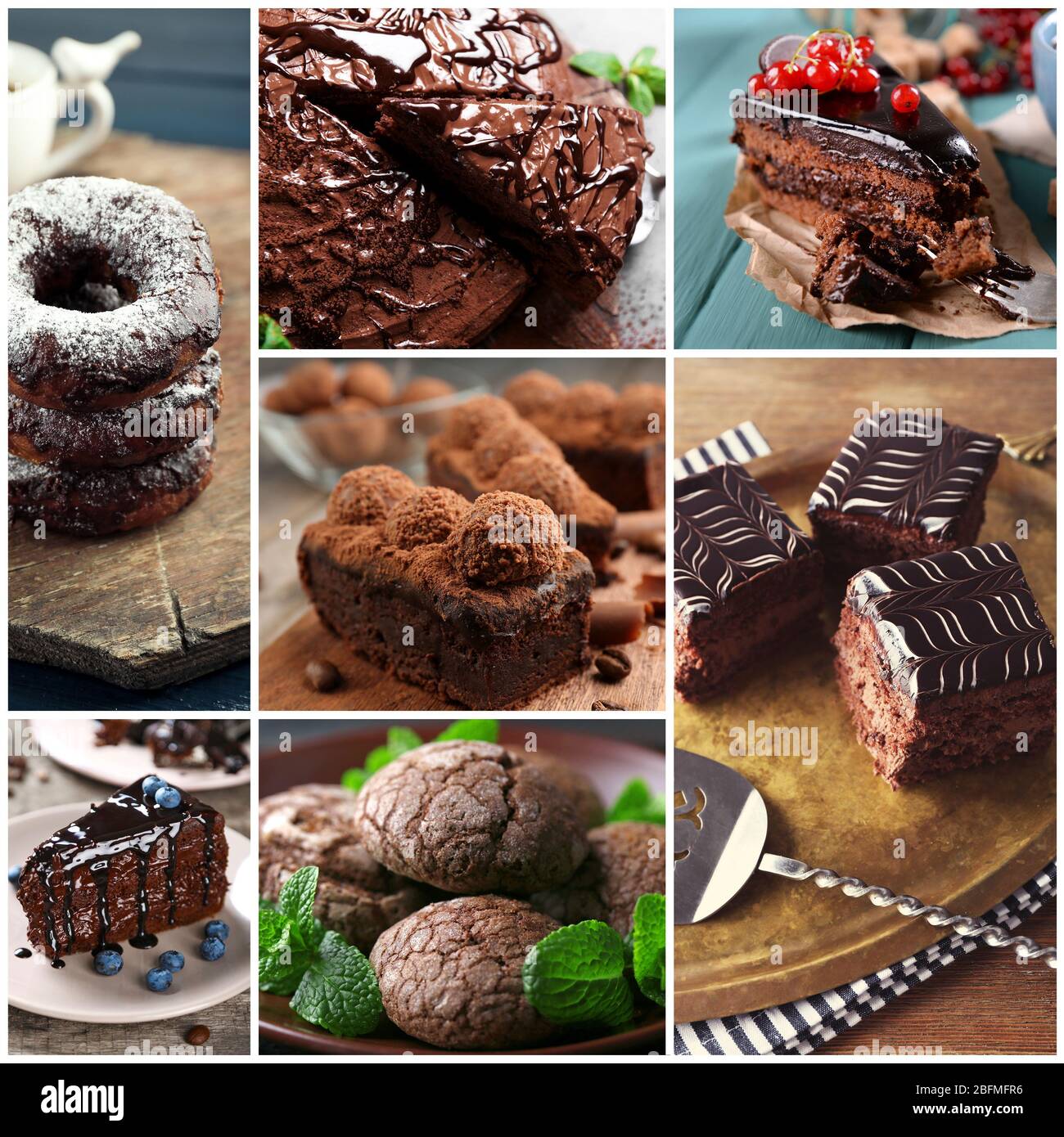Chocolate cakes. Tasty collage Stock Photo - Alamy