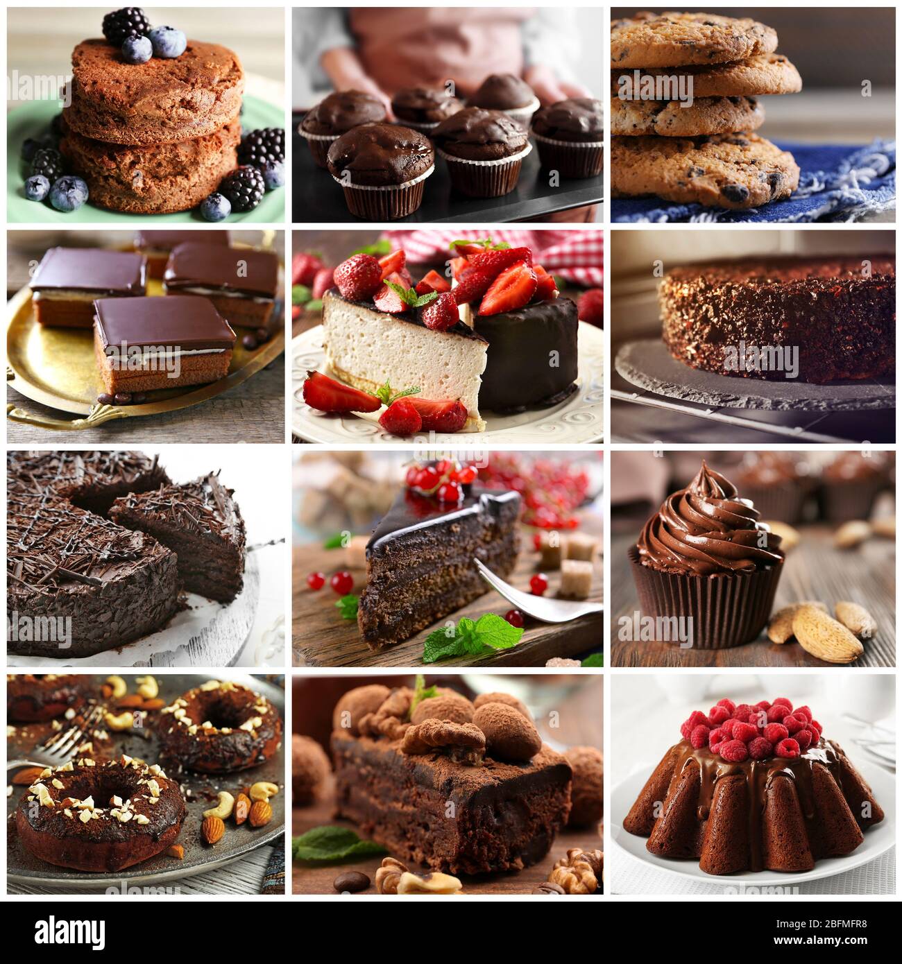 Chocolate cakes. Tasty collage Stock Photo - Alamy