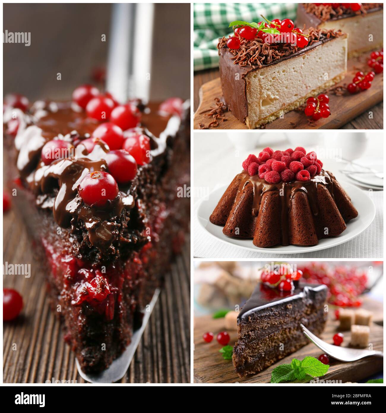 Chocolate cakes. Tasty collage Stock Photo - Alamy