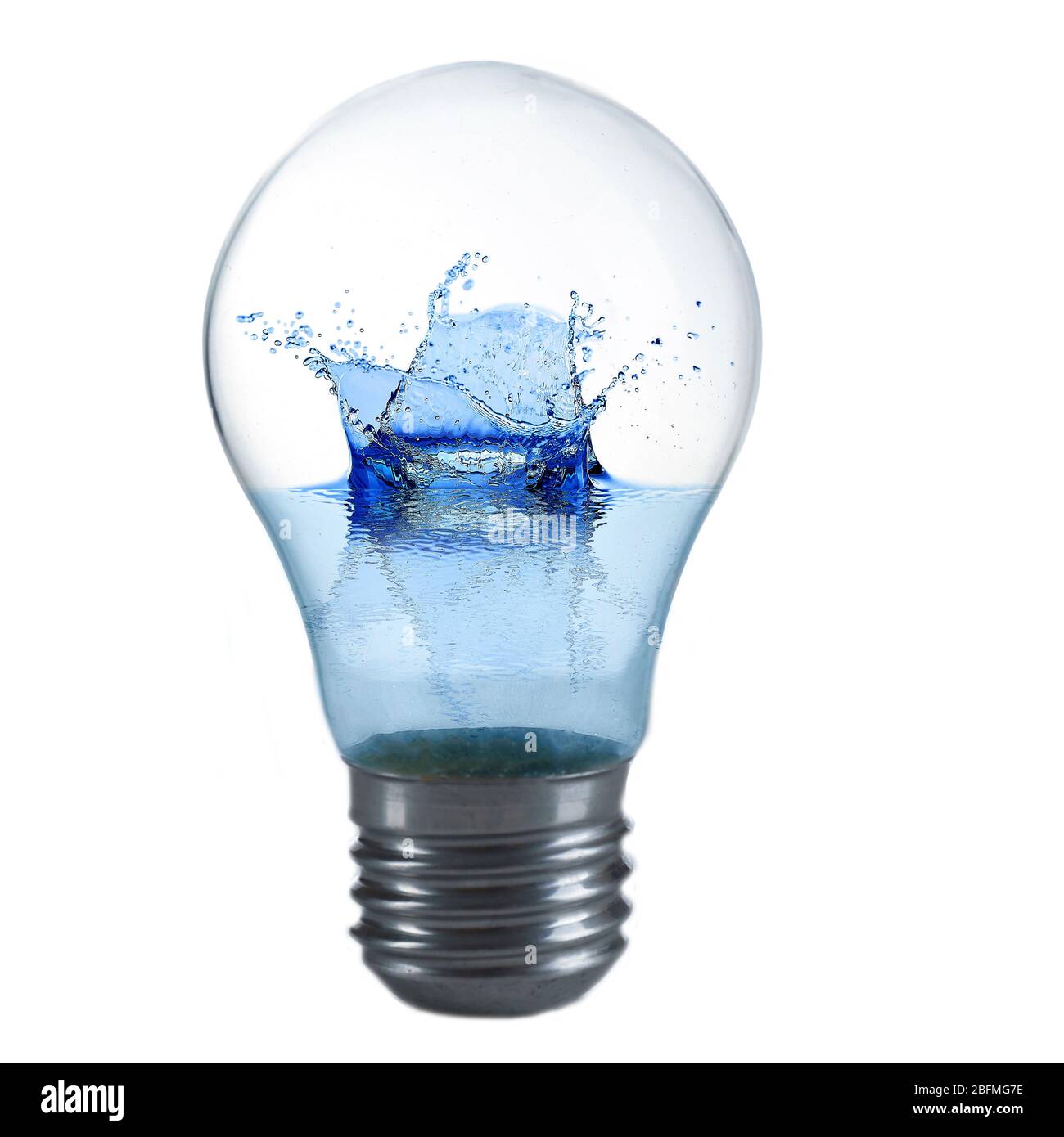 Light bulb with water isolated on white Stock Photo - Alamy