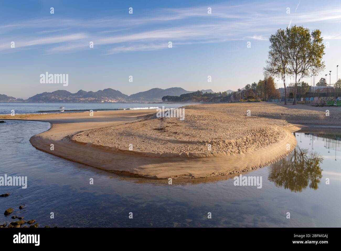 Early hours of the day on the beach in Samil, Vigo, Spain Stock Photo ...