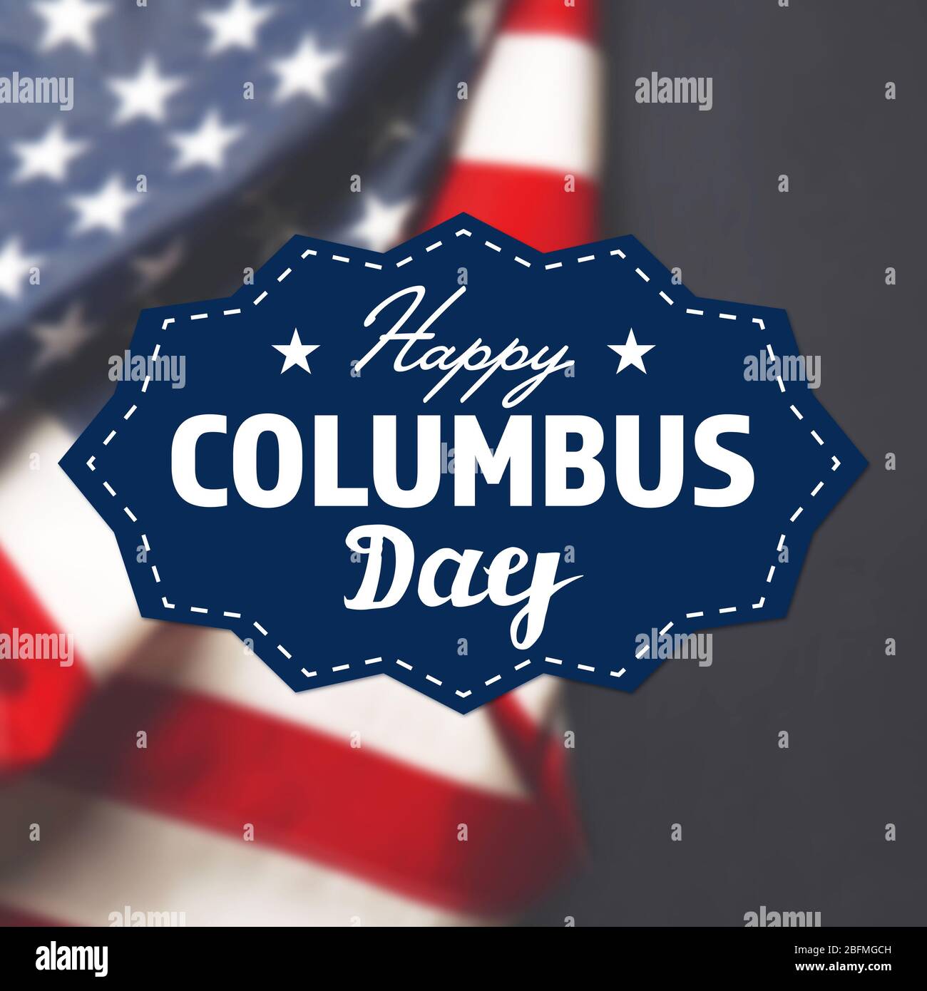 Happy Columbus Day sign on USA flag background Stock Photo - Alamy