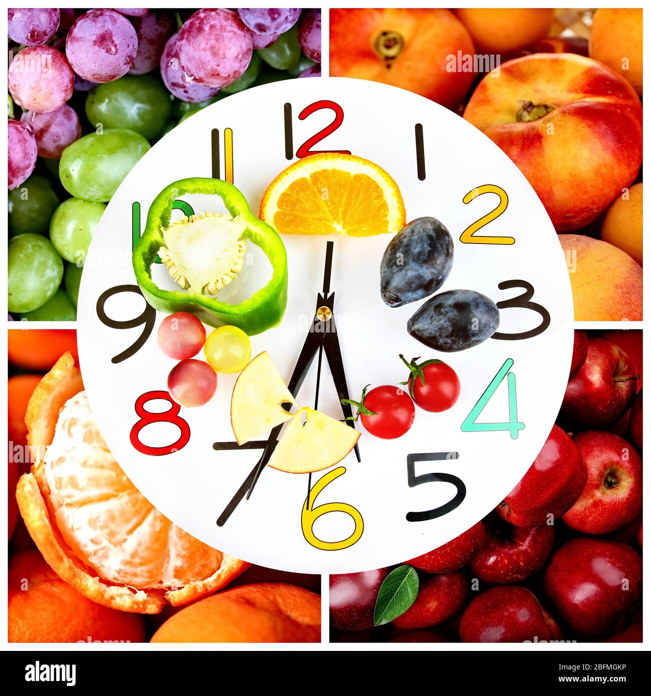 Food clock. Healthy food concept Stock Photo - Alamy