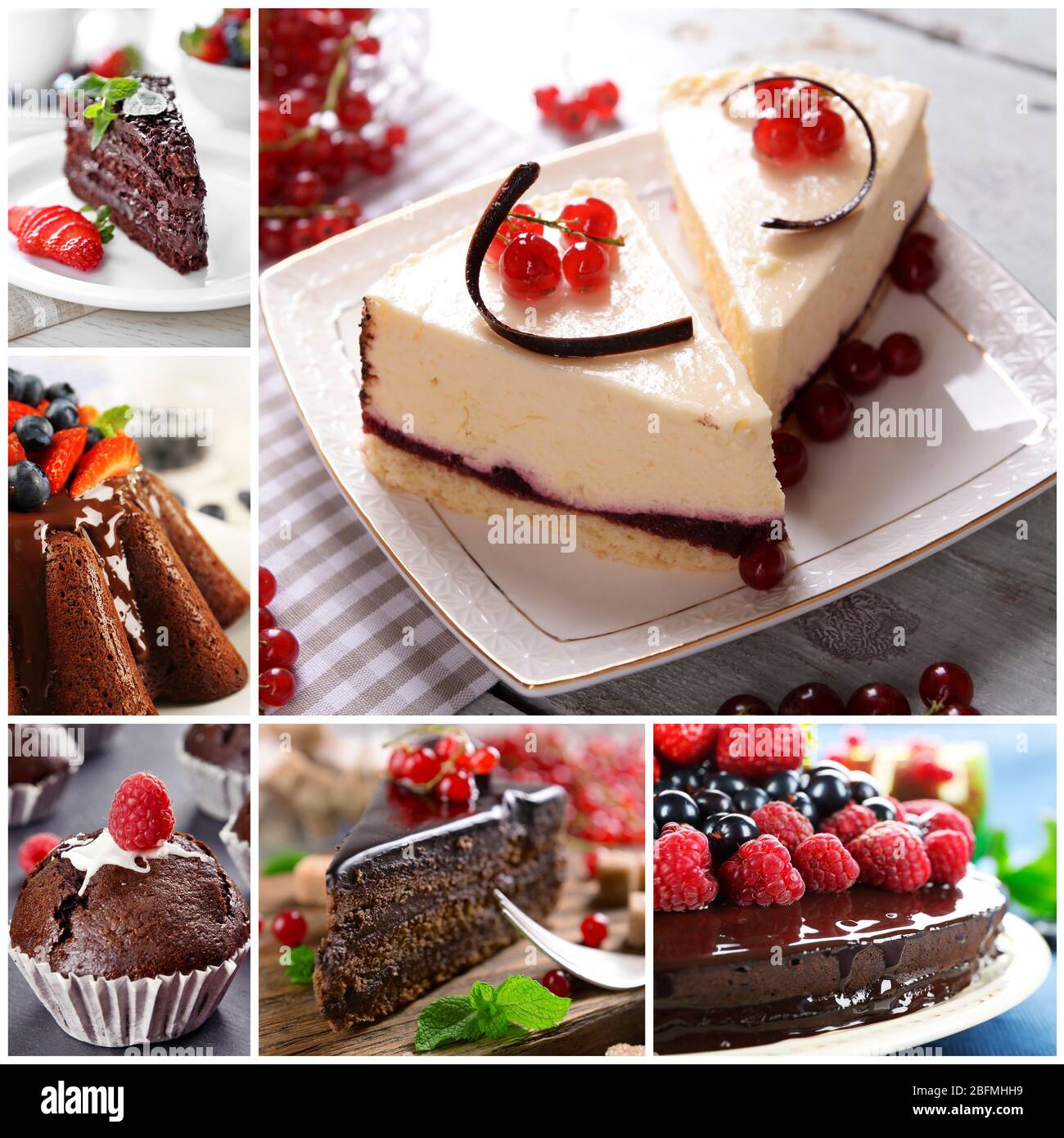 Chocolate cakes. Tasty collage Stock Photo - Alamy