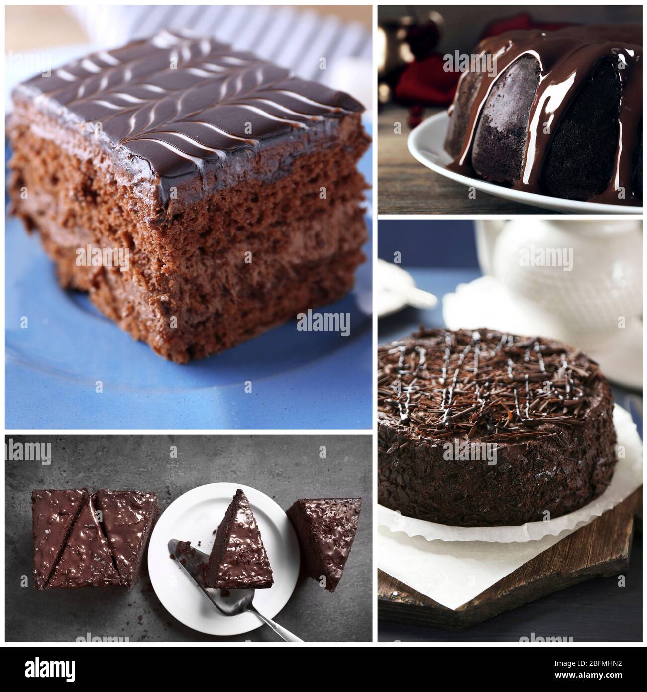 Chocolate cakes. Tasty collage Stock Photo - Alamy