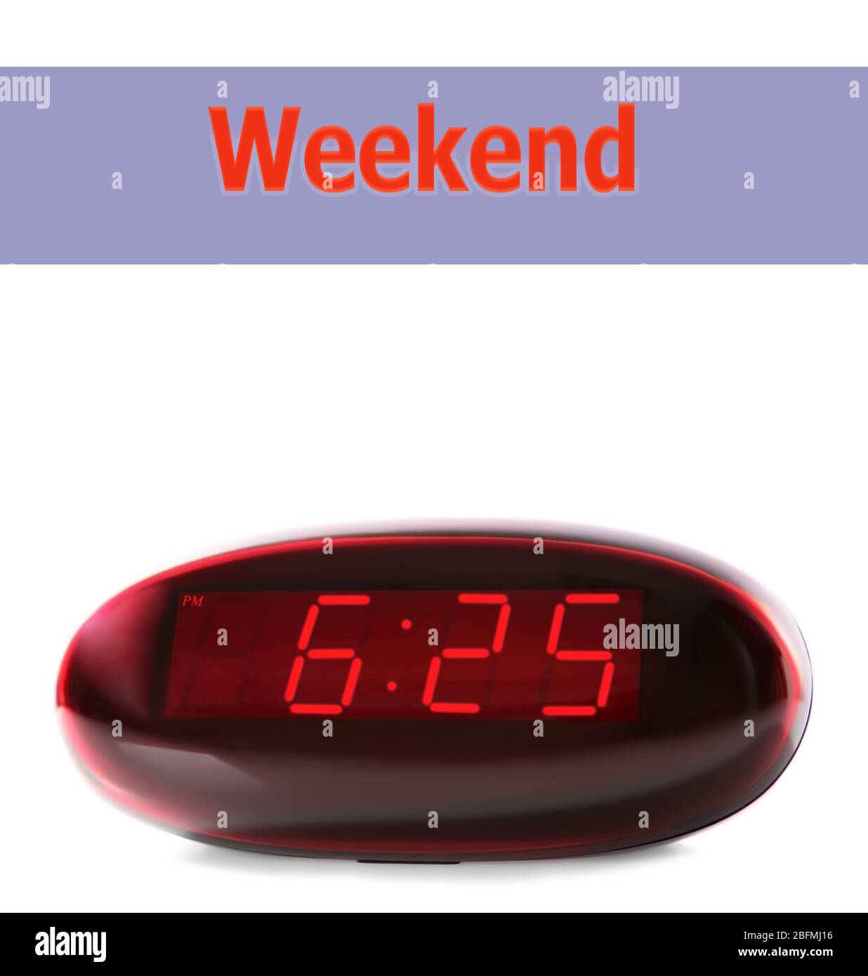 Digital clock showing 6:25 o'clock isolated on white Stock Photo - Alamy