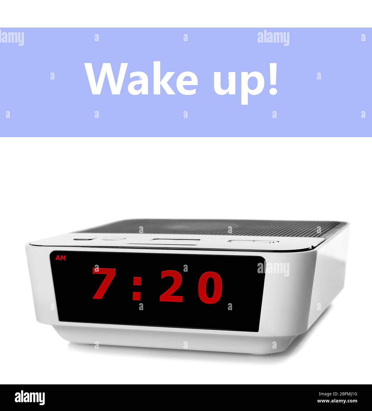 Digital clock showing 7:20 o'clock isolated on white Stock Photo - Alamy