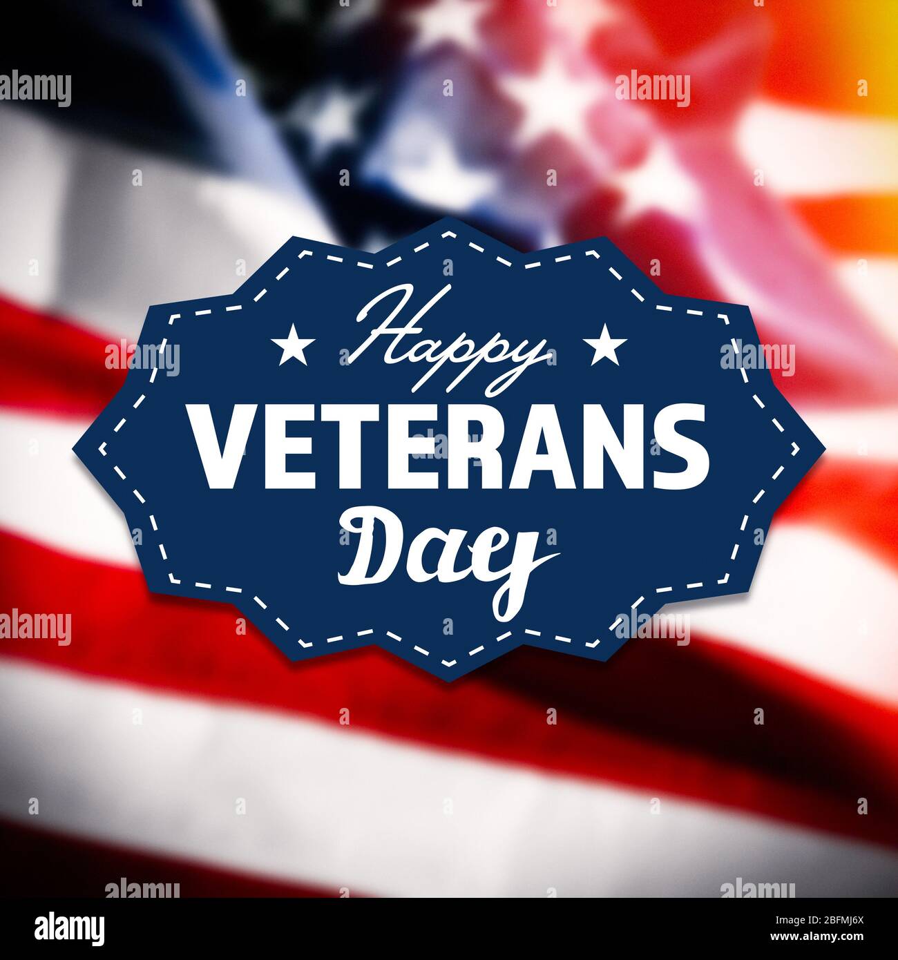 Happy Veterans Day sign on USA flag background Stock Photo - Alamy