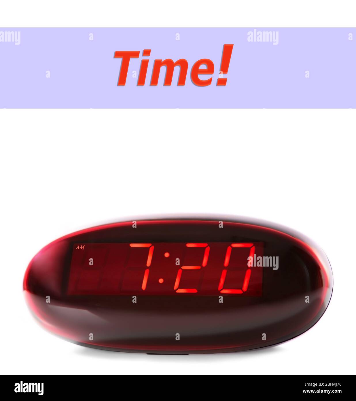 Digital clock showing 7:20 o'clock isolated on white Stock Photo - Alamy