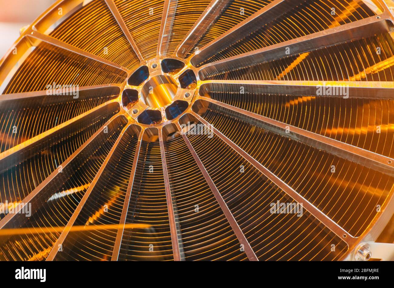 Metallic copper construction part of the circular mechanism Stock Photo ...