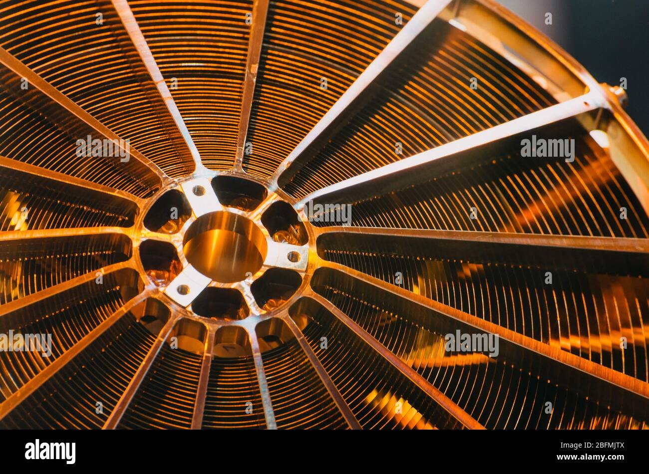 Metallic copper construction part of the circular mechanism Stock Photo ...