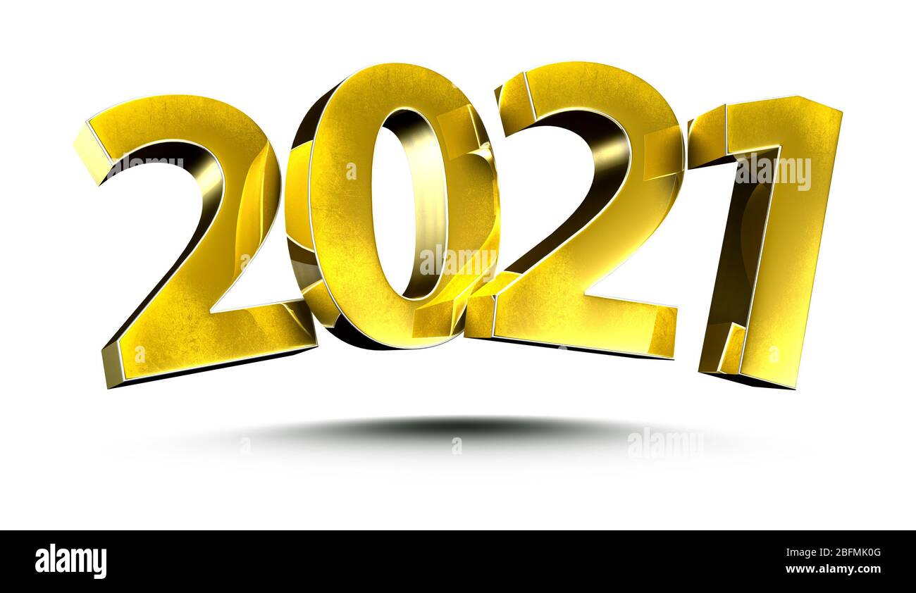 2021 3d golden number Cut Out Stock Images & Pictures - Alamy