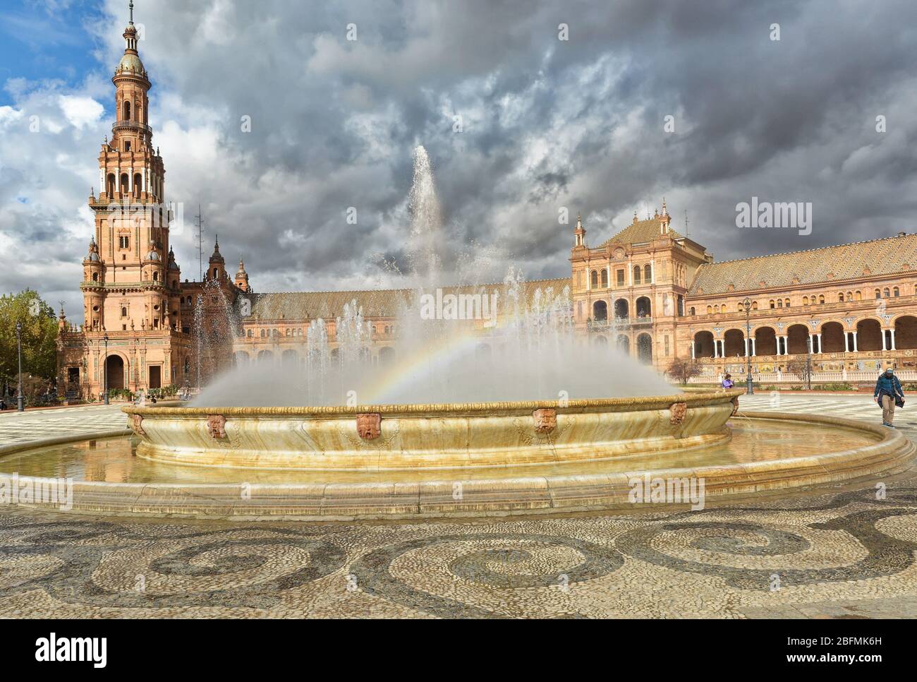 Square of Spain in Seville. An architectural landmark in the capital of ...