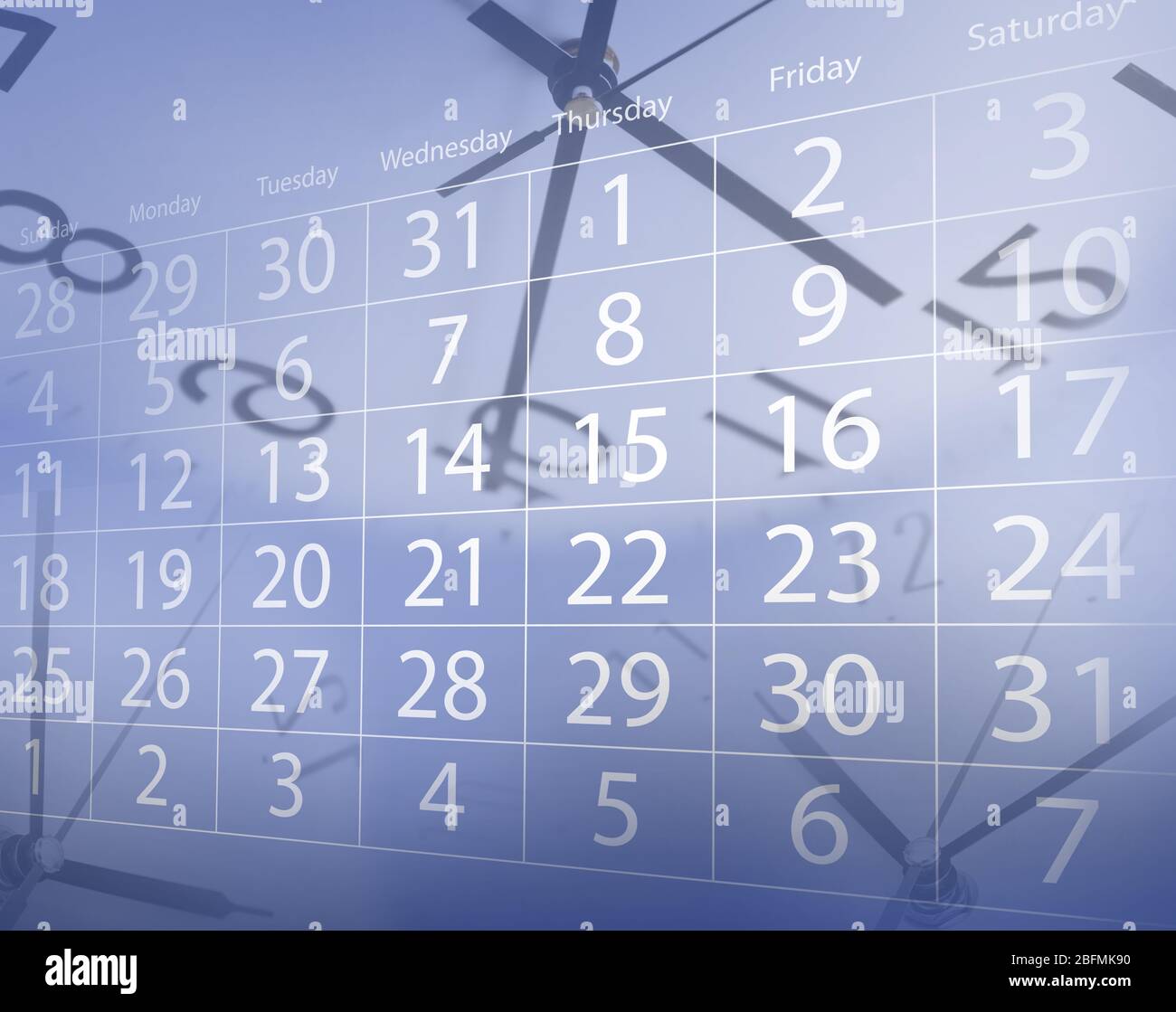 Time is running up concept. Clock face and calendar background Stock ...