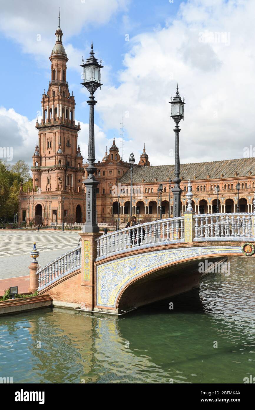 Square of Spain in Seville. An architectural landmark in the capital of ...