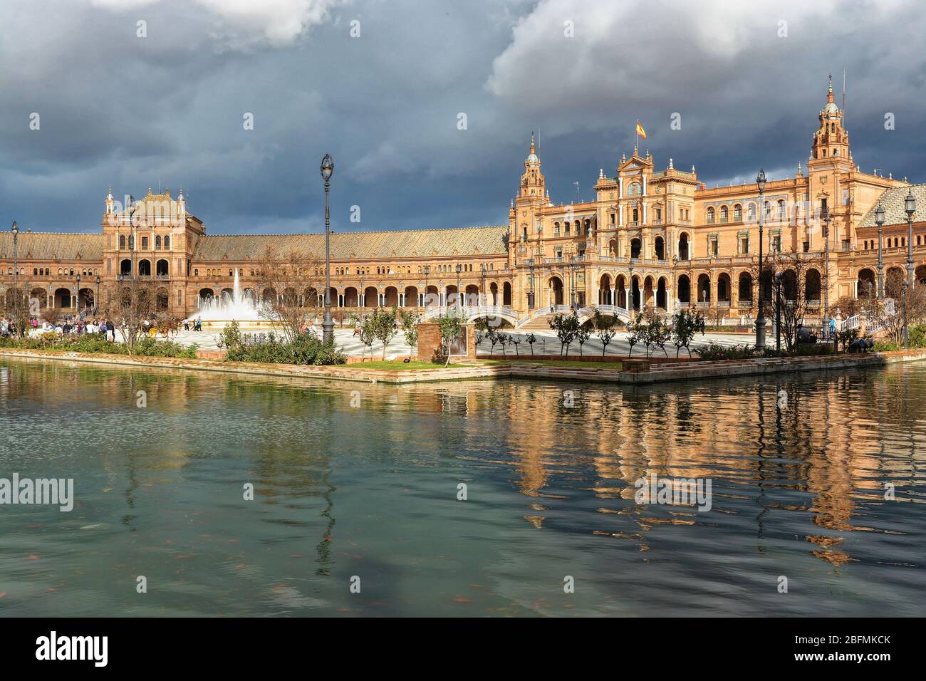 Square of Spain in Seville. An architectural landmark in the capital of ...