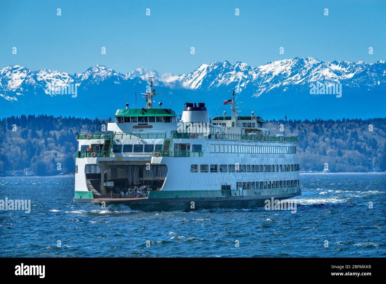 Washington State Ferry Olympic Snow Mountains Edmonds Washington. Ferry ...