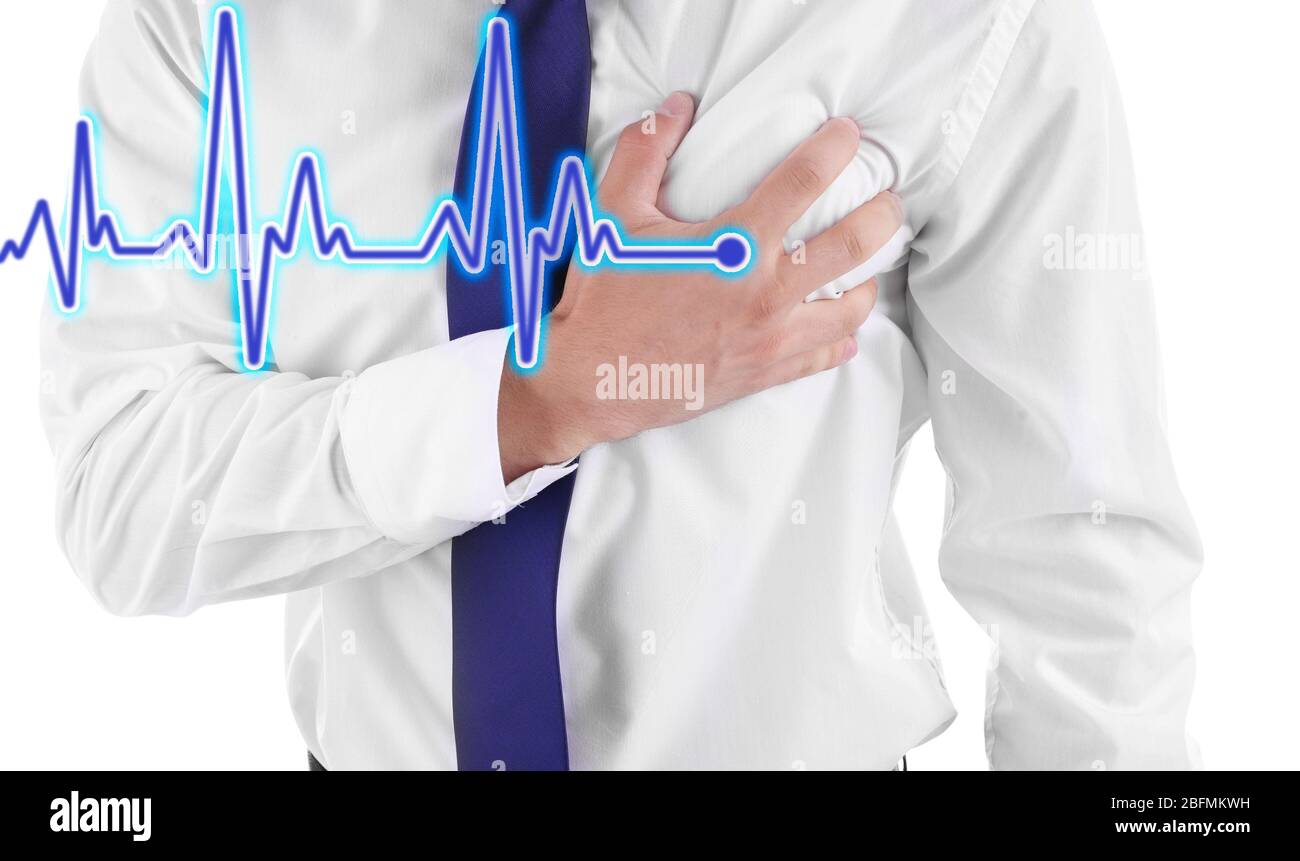Man having chest pain - heart attack Stock Photo - Alamy