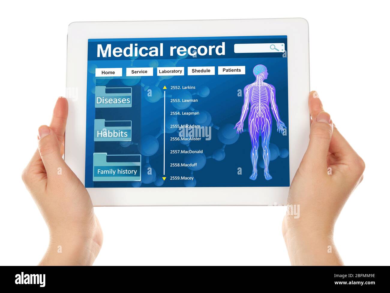 Medical tablet in doctor hands isolated on white Stock Photo - Alamy