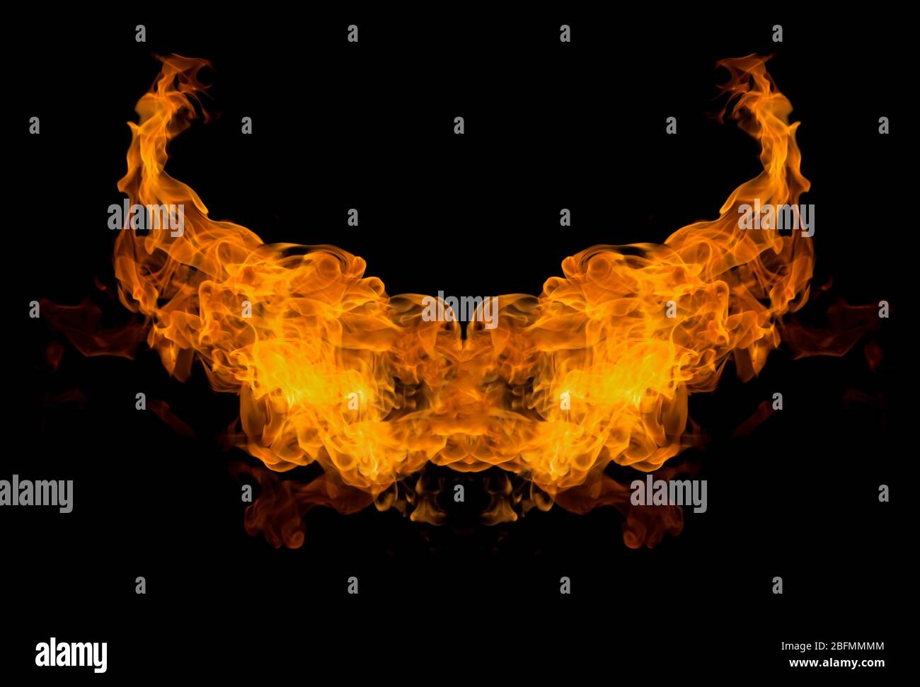 Fire horns on black background. Flaming patterns and abstract smoke. Devil, evil, demon. Concept ...