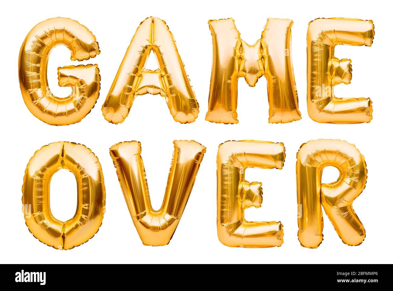 Words GAME OVER made of golden inflatable balloons isolated on white ...