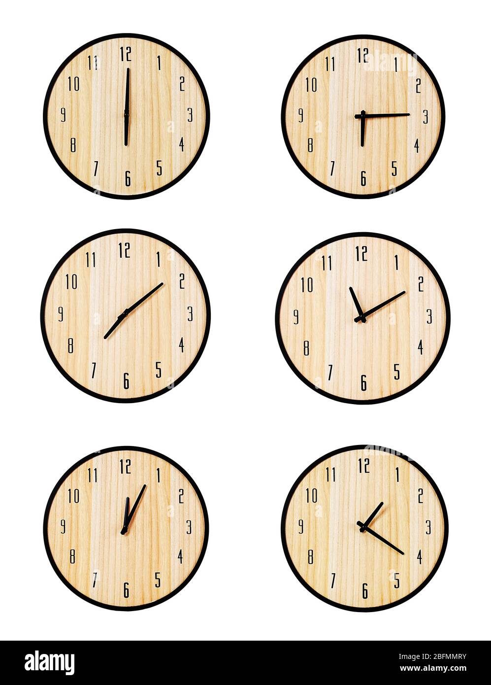 Collage of round wall clocks, isolated on white Stock Photo - Alamy